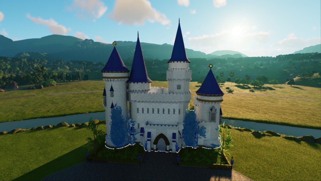Magical Blue & White Castle - Planet Coaster 2 mod - Frontier Workshop