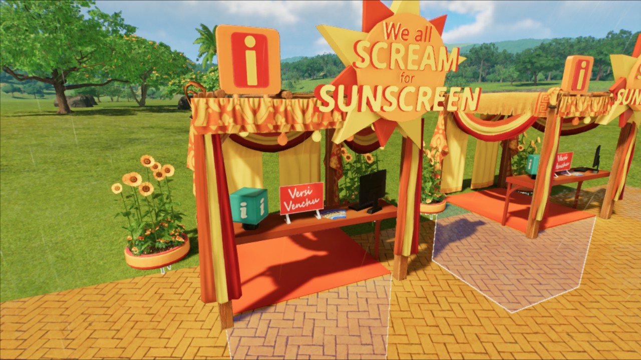 Suncream Sunscreen Booth - Planet Coaster 2 creation - Frontier Workshop