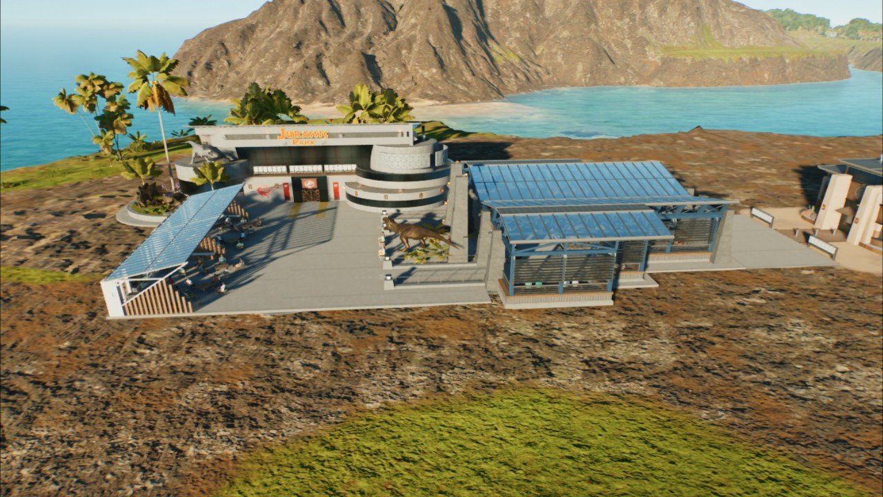 Arrival Point with Ticket Line - Jurassic World Evolution 3 creation - Frontier Workshop