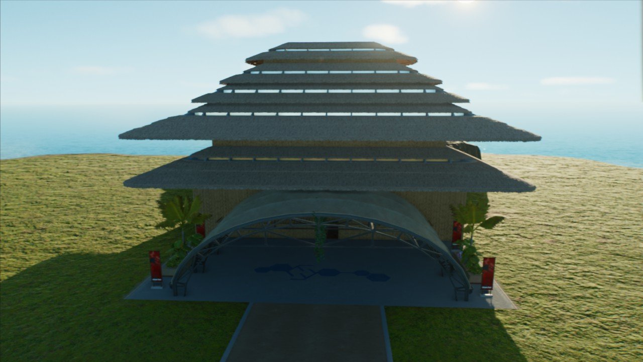 Tall Hawaiian Entrance Building - Workshop - Jurassic World Evolution 3