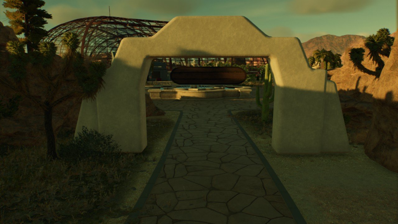 Adobe Arch With Hanging Sign - Workshop - Jurassic World Evolution 3