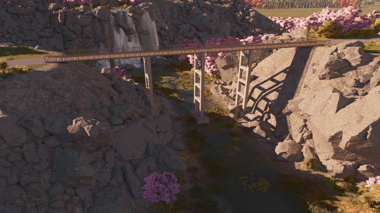 Large fake modern bridge- Wood and stone - Workshop - Jurassic World ...