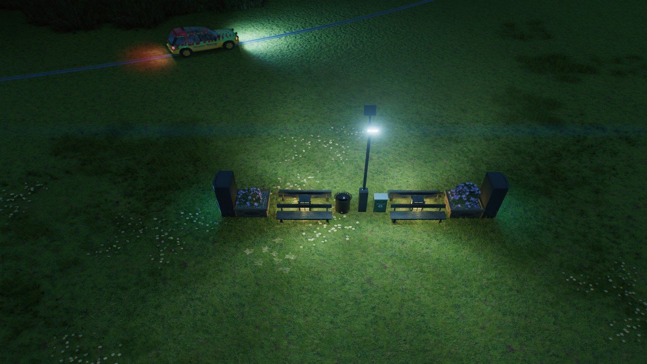 Centre allee banc - Jurassic World Evolution 3 creation - Frontier Workshop