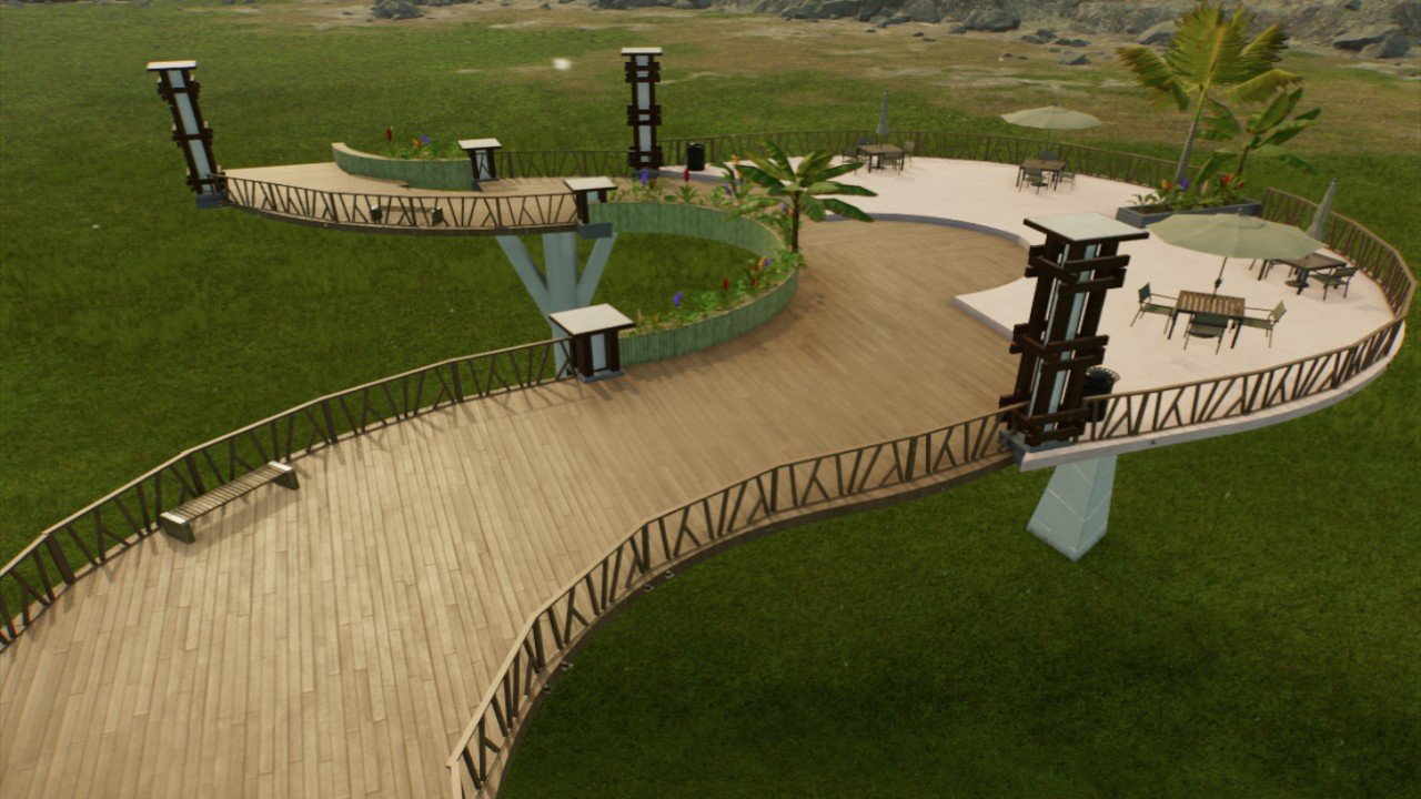 Elevated walkway curved section - Jurassic World Evolution 3 creation - Frontier Workshop