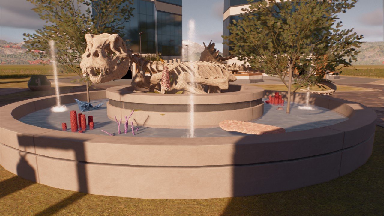 Resting t rex on fountain - Workshop - Jurassic World Evolution 3