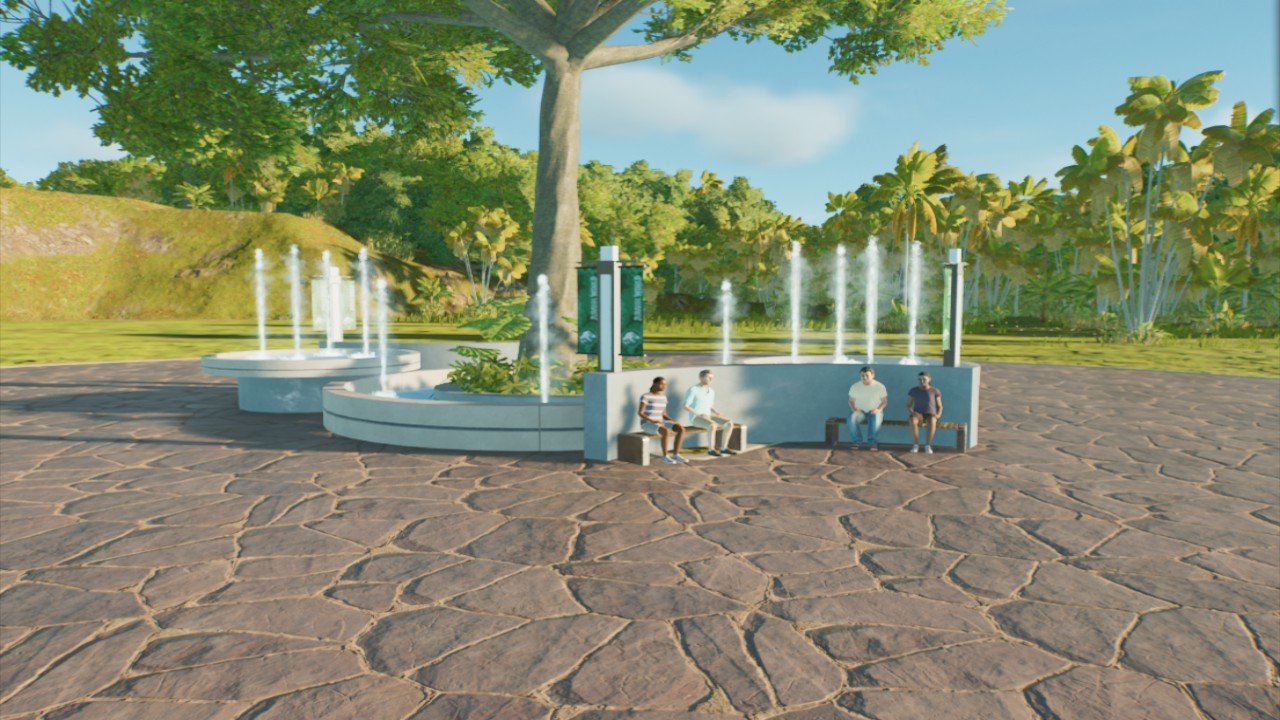 FONTAIN WITH SEATS_TROPICAL BRUTALISM - Workshop - Jurassic World ...
