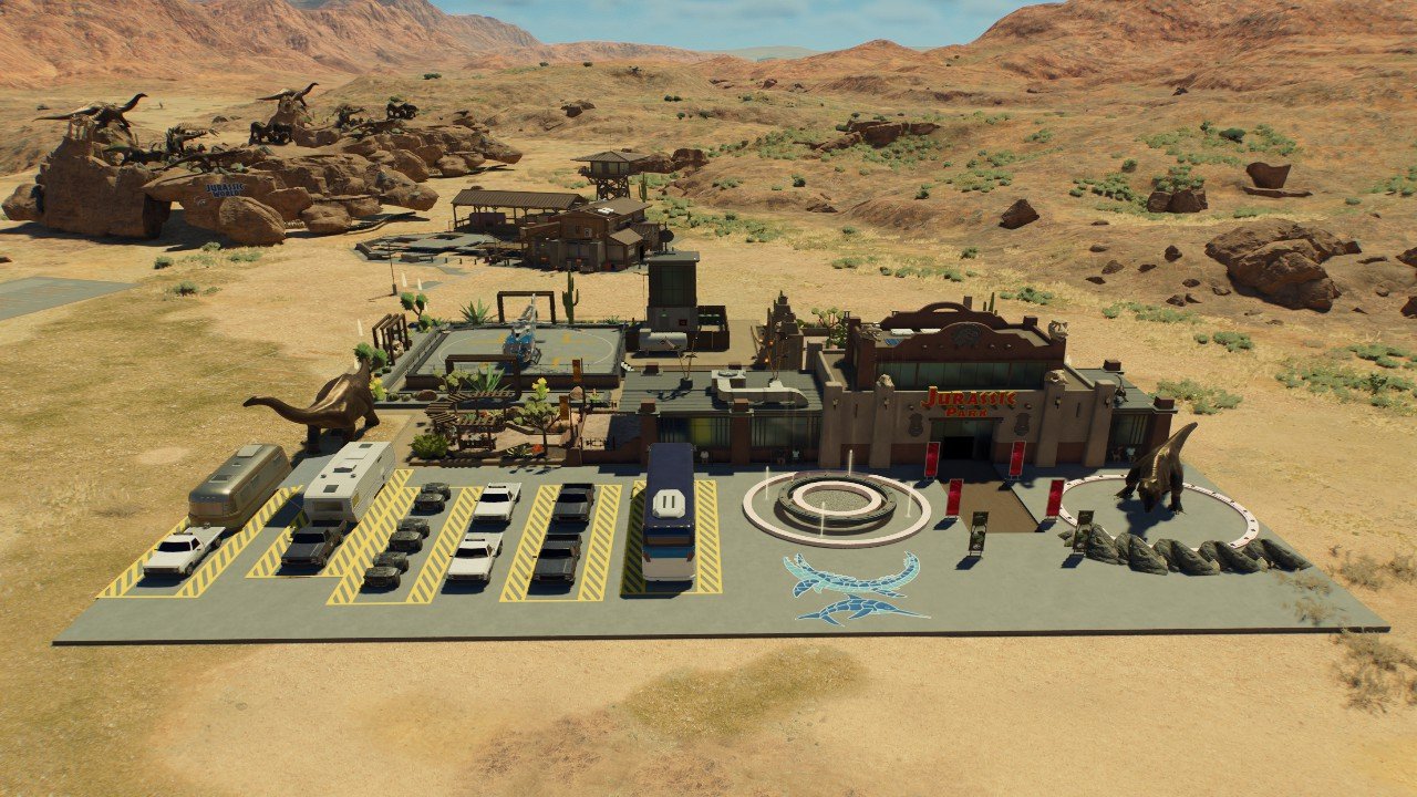 Arrival point with parking lot - Workshop - Jurassic World Evolution 3