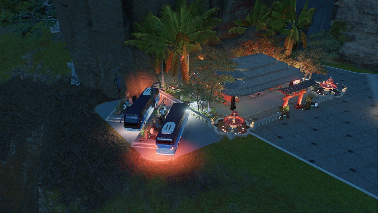 REST ROOM WITH BUS AND FOUNTAIN - Workshop - Jurassic World Evolution 3