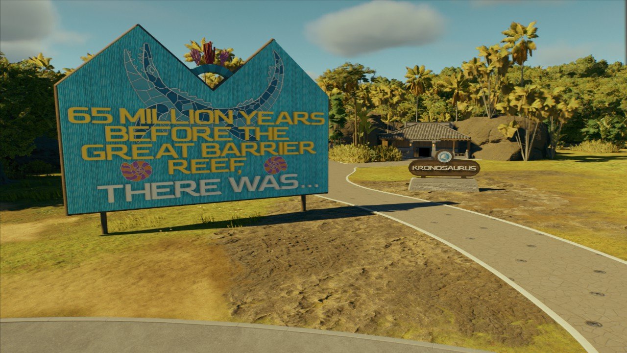 Kronosaurus Exhibit Sign - Workshop - Jurassic World Evolution 3