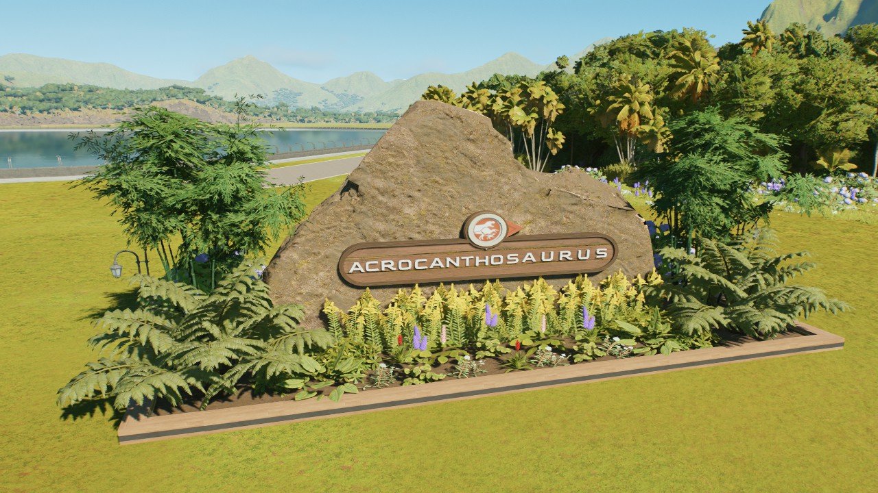 Acrocanthosaurus Planter Sign - Workshop - Jurassic World Evolution 3
