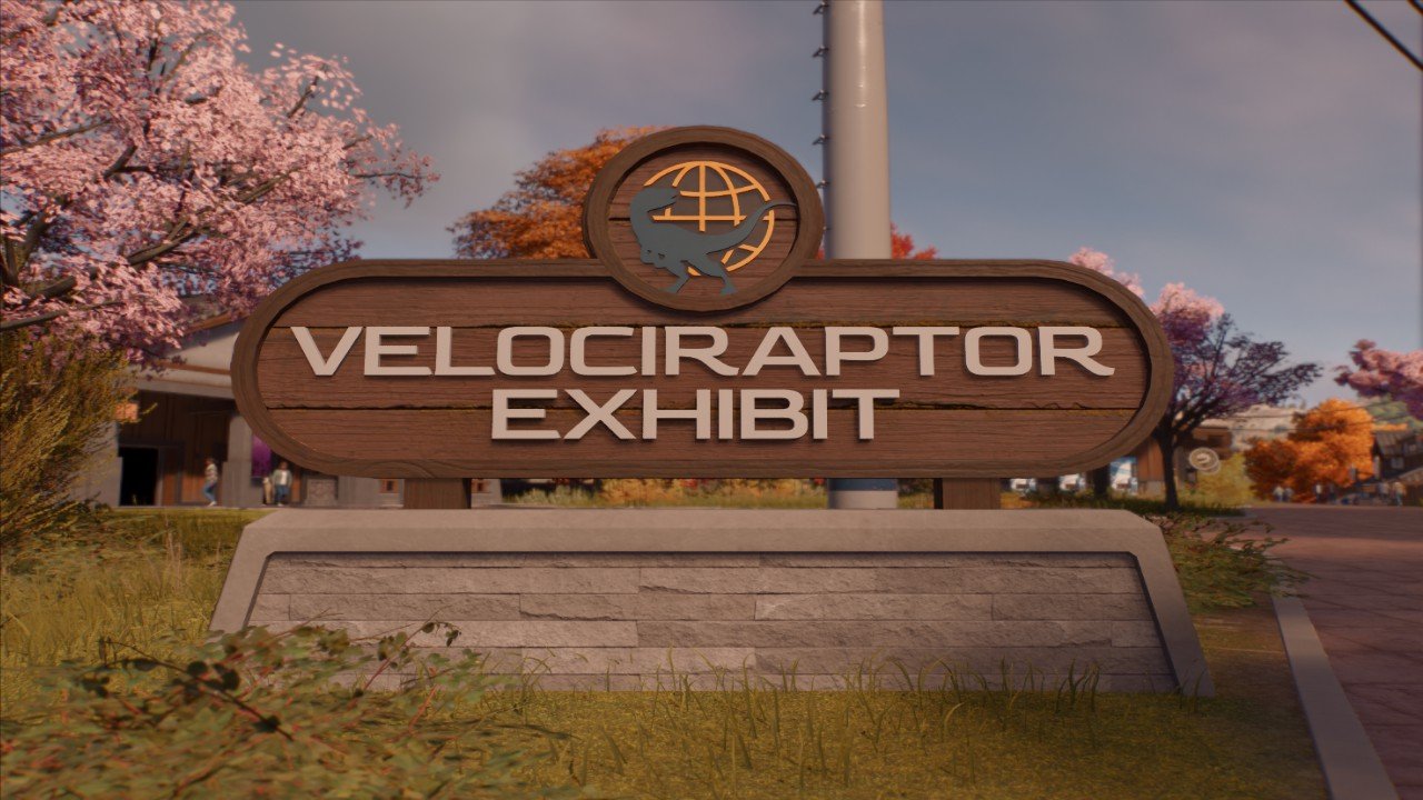 DIN - Velociraptor Exhibit Sign - Workshop - Jurassic World Evolution 3