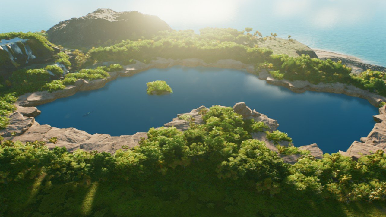 natural rock lagoon with island - Workshop - Jurassic World Evolution 3