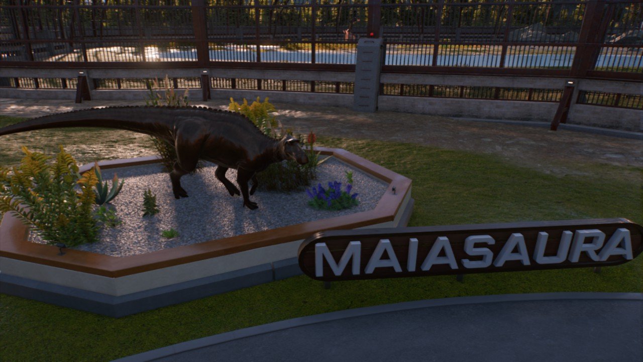 Maiasaura sign and statue - Workshop - Jurassic World Evolution 3