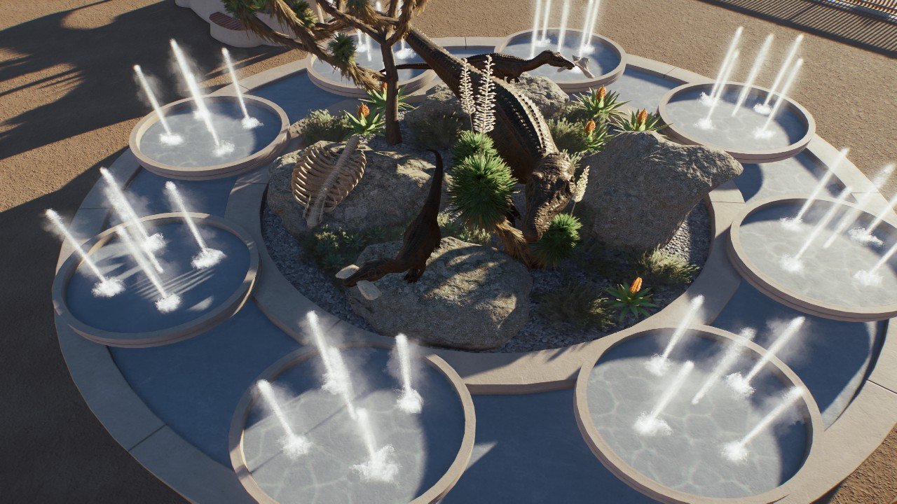 Baryonx and babys statue - Workshop - Jurassic World Evolution 3