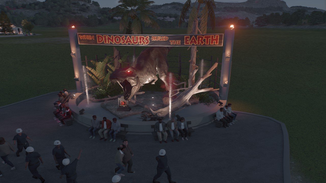 trex with glowing eyes fountain - Workshop - Jurassic World Evolution 3