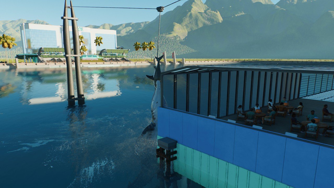 Lagoon viewing stands with shopping mall & dining hall - Workshop ...