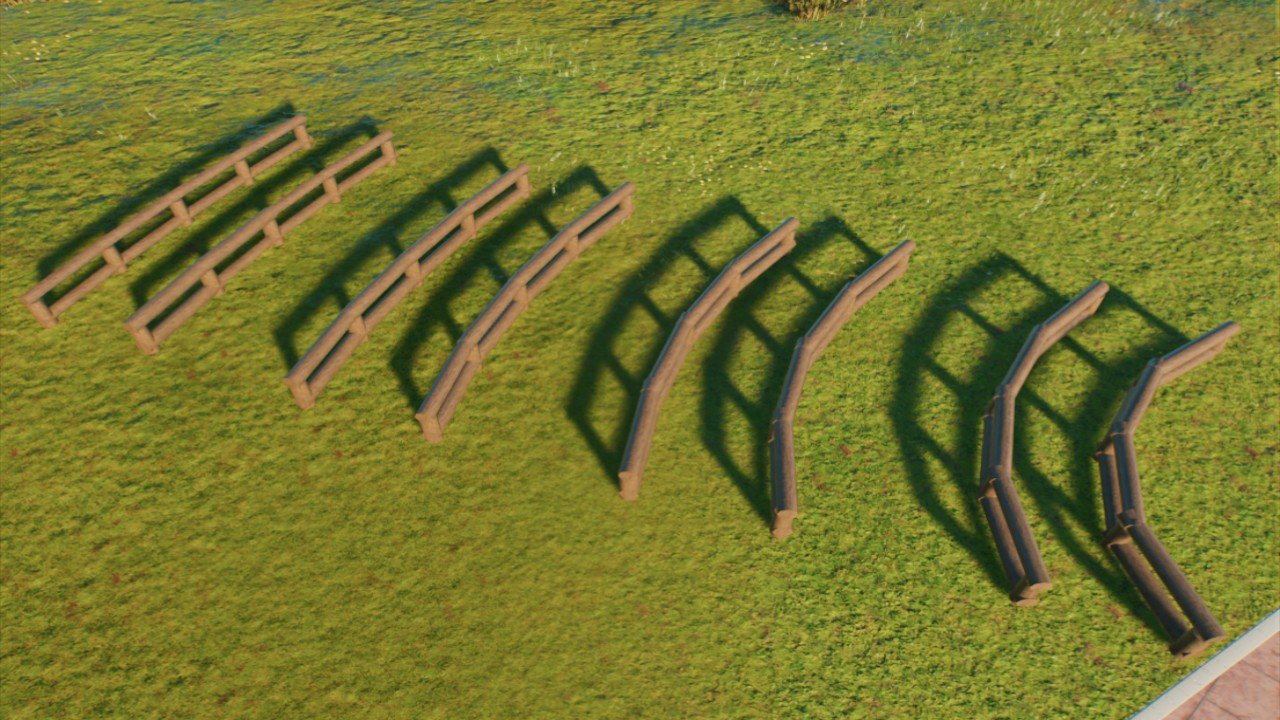 Curved Wood Beam Fence Pack - Workshop - Jurassic World Evolution 3