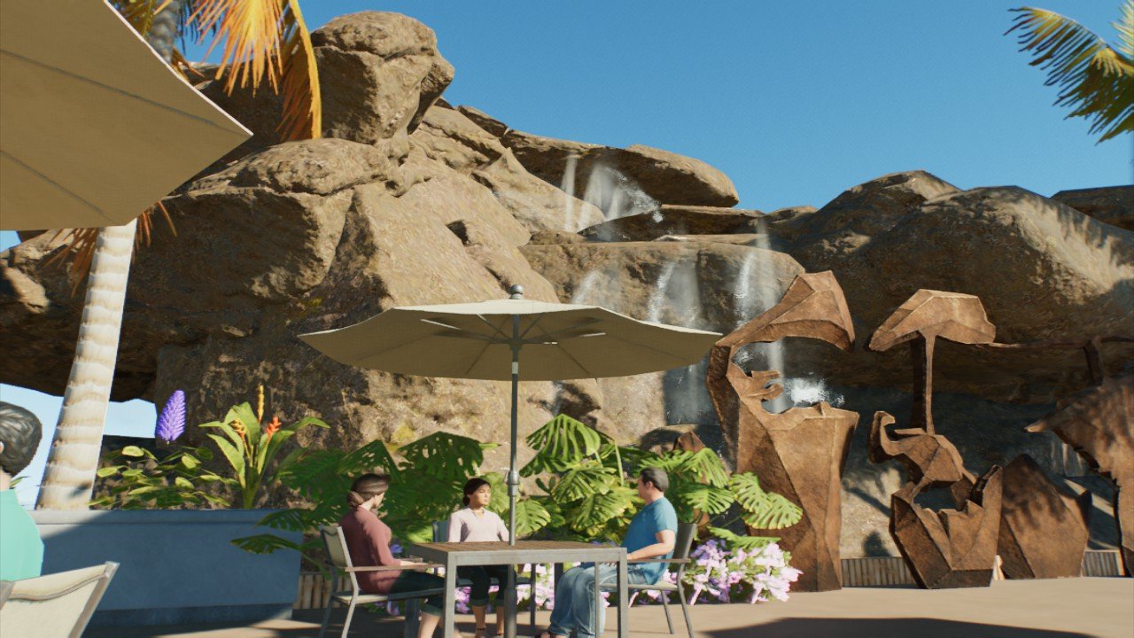 Waterfall backdrop Arrival point - Workshop - Jurassic World Evolution 3