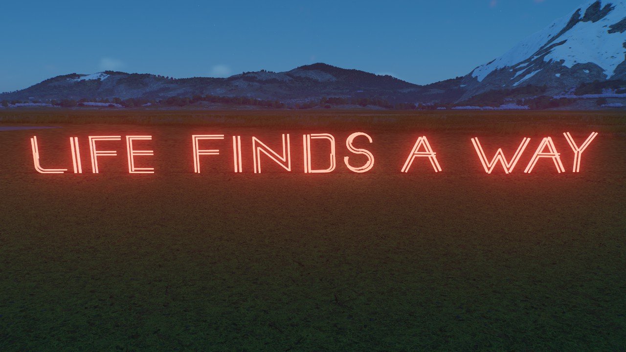 Neon Sign "Life Finds a Way" - Workshop - Jurassic World Evolution 3