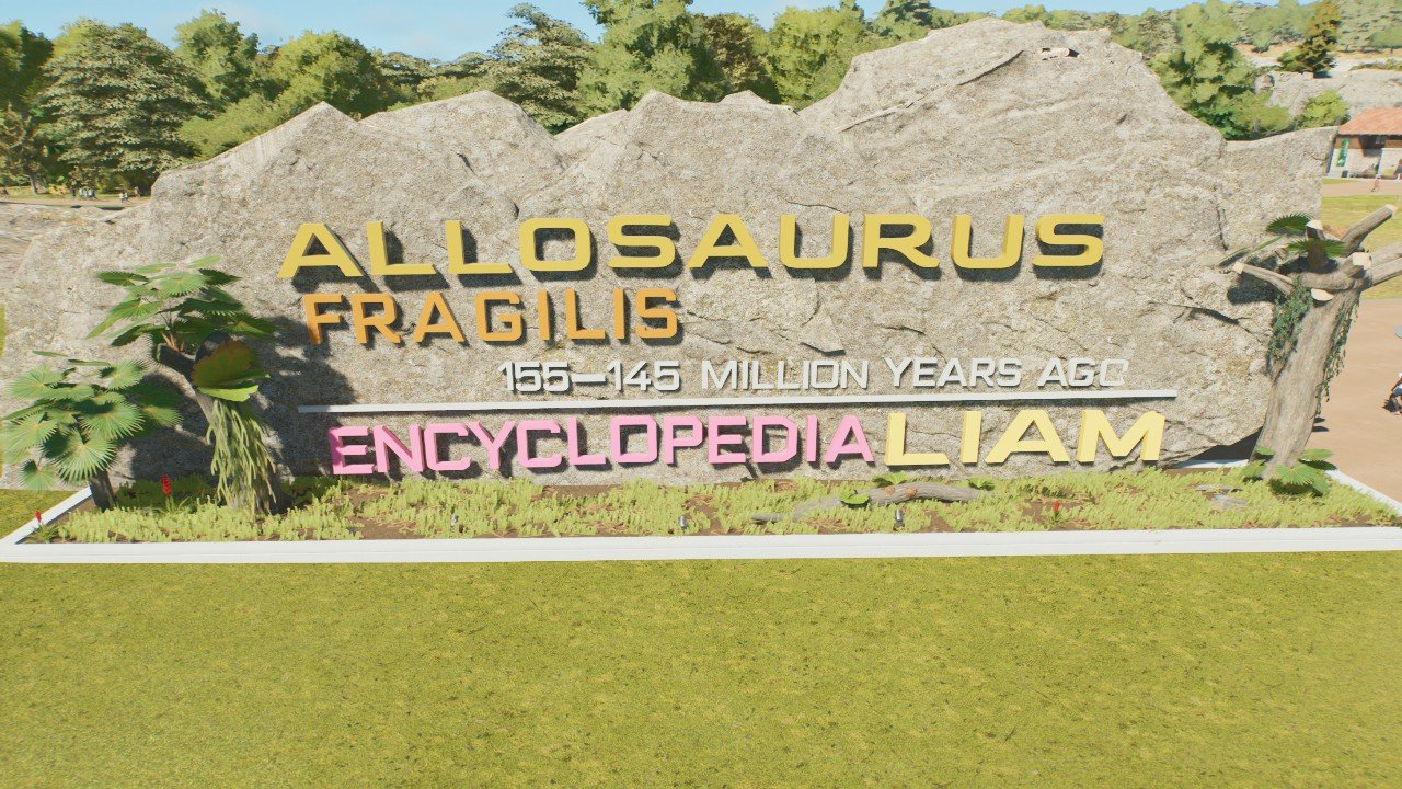 ALLOSAURUS FRAGILIS SIGN - ENCYCLOPEDIA LIAM - Workshop - Jurassic ...