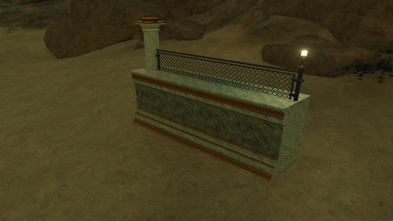 Marble wall-fence with column - End right - Workshop - Jurassic World ...