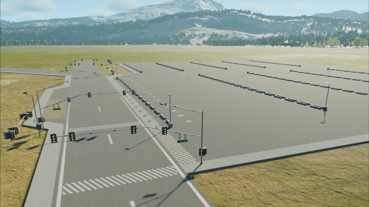 Road w/ light, crosswalks, parking lot & Bus stop - 创意工坊 - 《侏罗纪世界：进化 3》