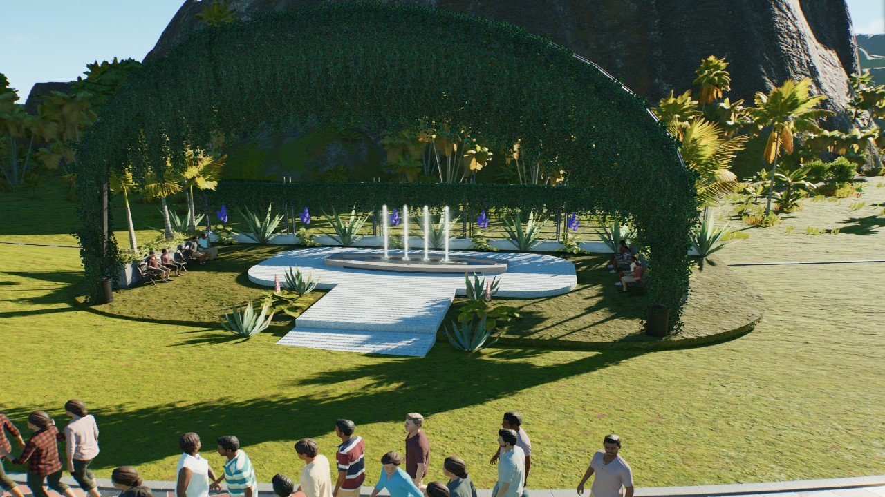 Fountain area - Workshop - Jurassic World Evolution 3