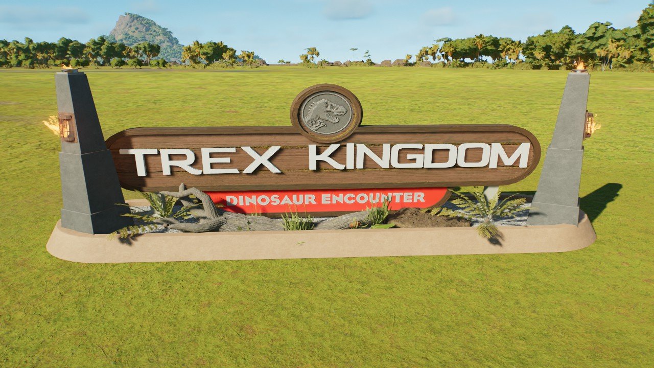 T Rex Kingdom JP themed sign - Workshop - Jurassic World Evolution 3