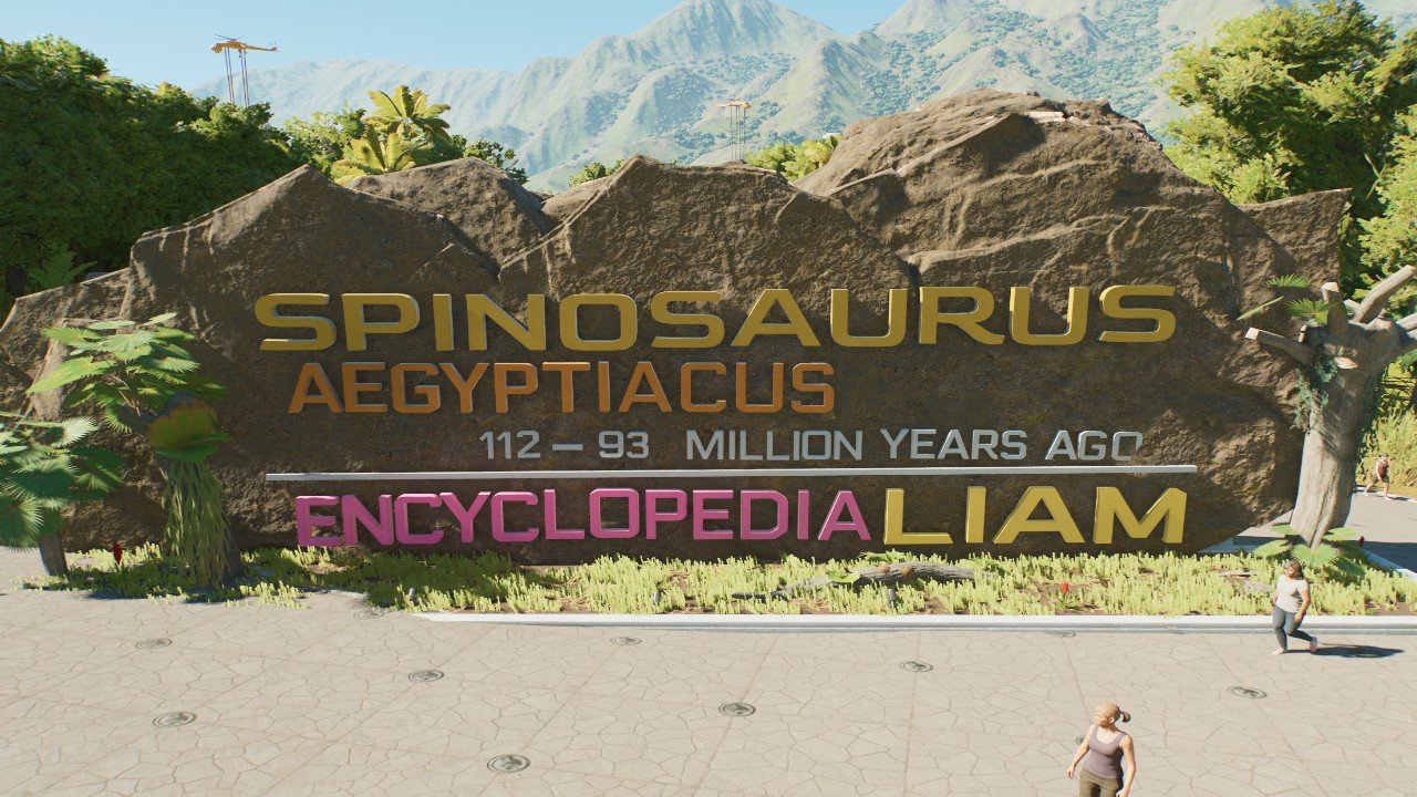 SPINOSAURUS AEGYPTIACUS SIGN - ENCYCLOPEDIA LIAM - Workshop - Jurassic ...