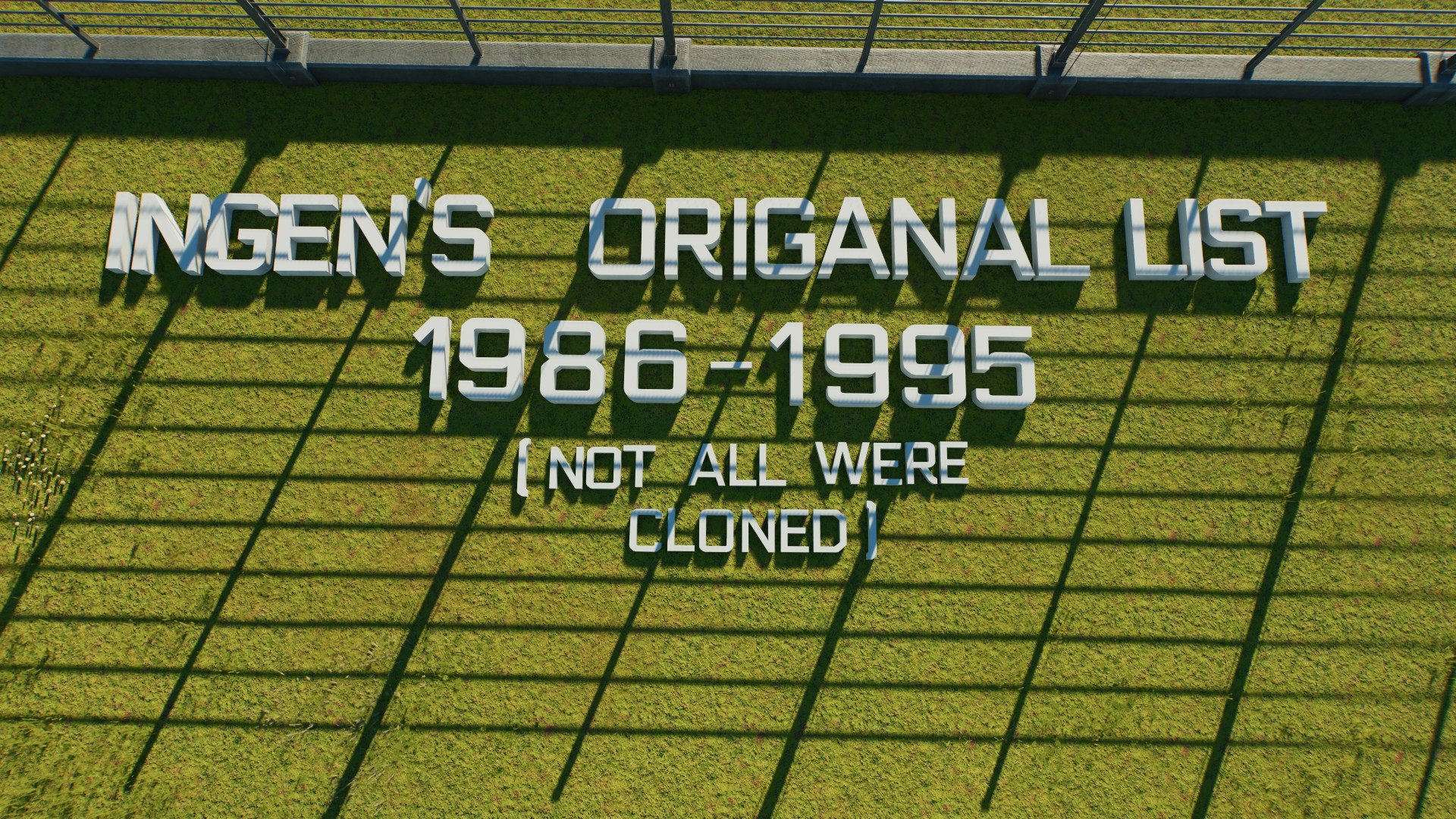 Ingen's list - Workshop - Jurassic World Evolution 3