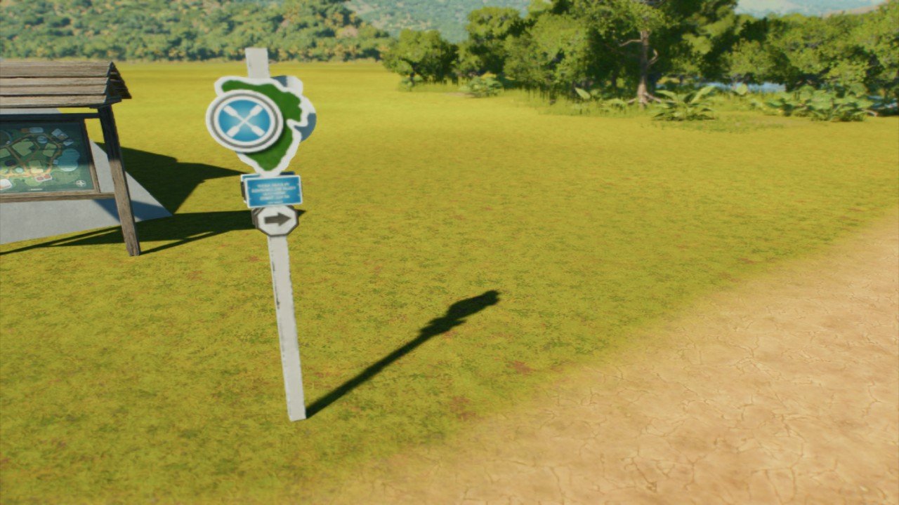 JP River Cruise Sign Pointer Post - Workshop - Jurassic World Evolution 3