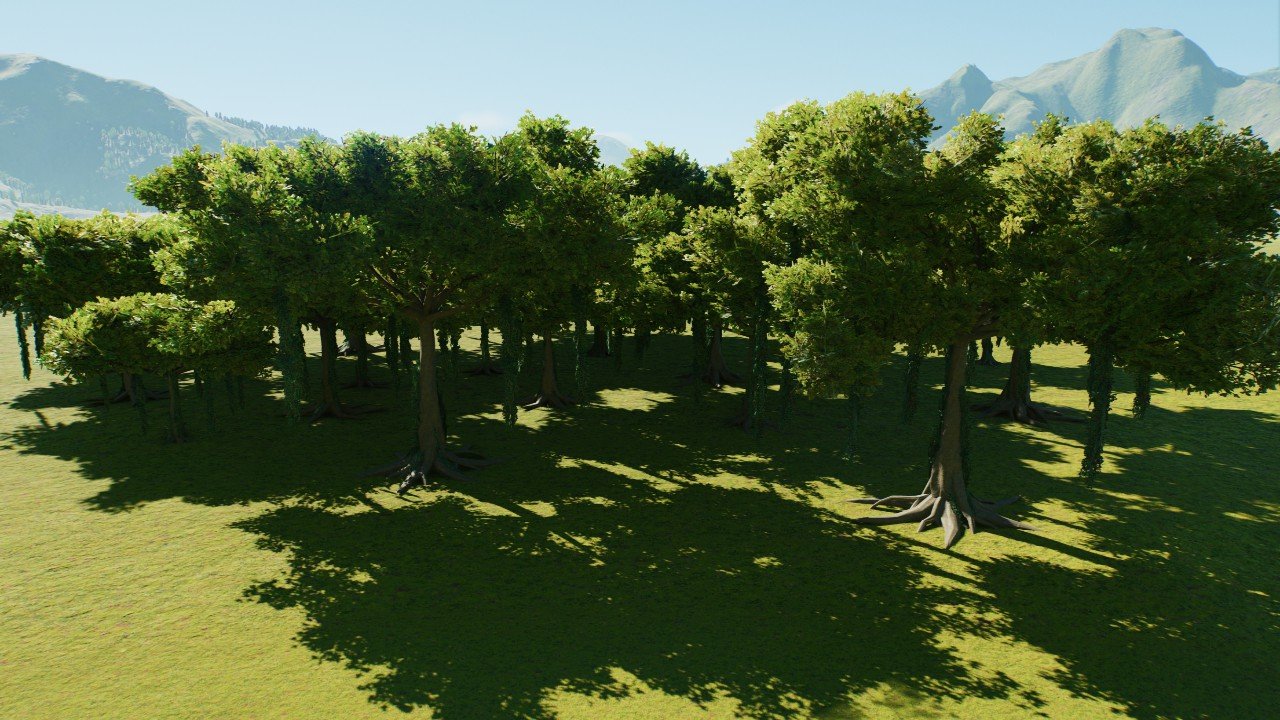 Group of trees with hanging foliage - Workshop - Jurassic World Evolution 3