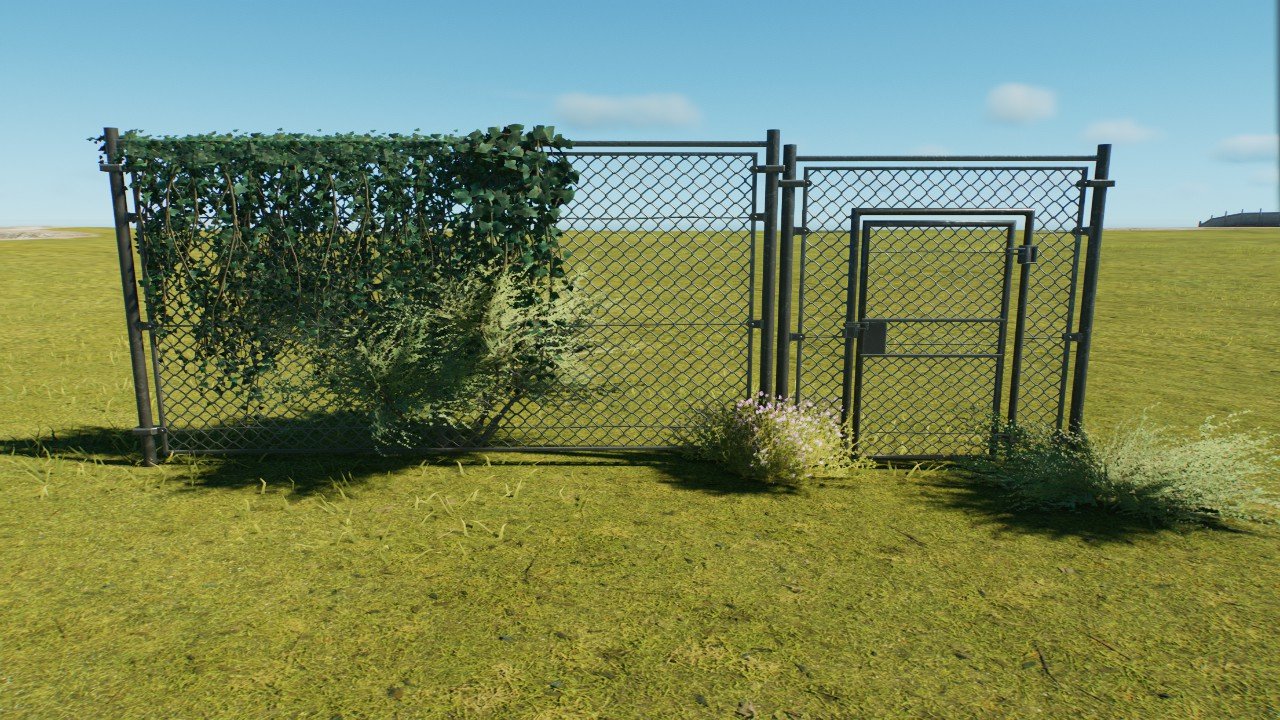 Simple fence with a door (you can remove the door and plants ...