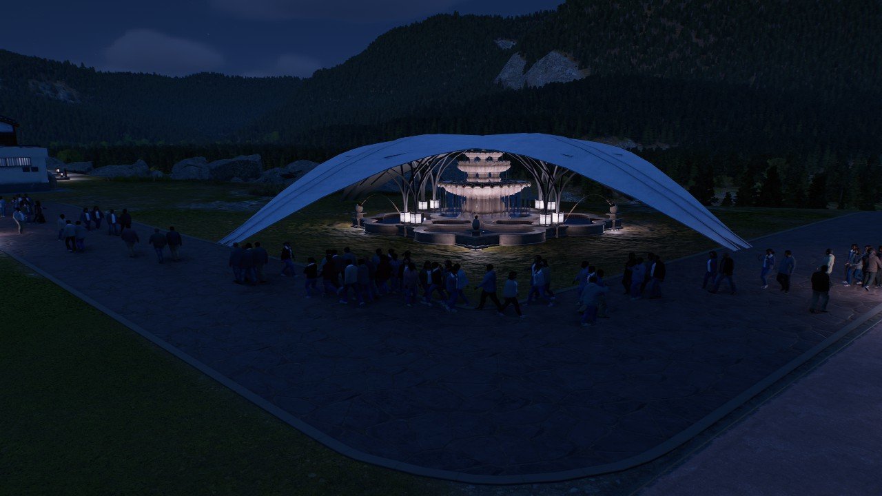 The quad fountain - Jurassic World Evolution 3 creation - Frontier Workshop