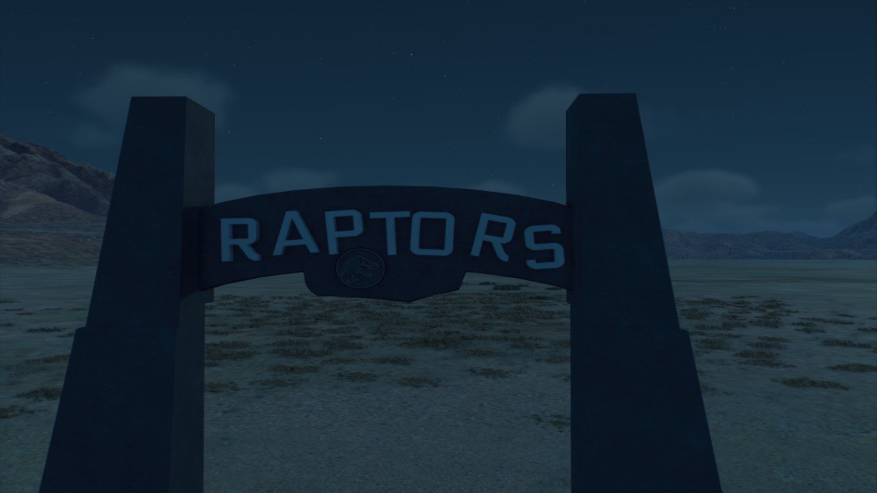 Raptor enclosure entrance sign - Workshop - Jurassic World Evolution 3
