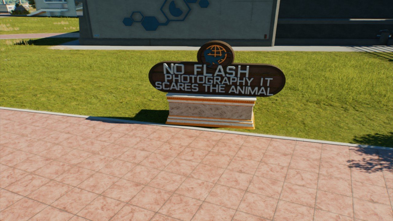 NO FLASH sign - Workshop - Jurassic World Evolution 3