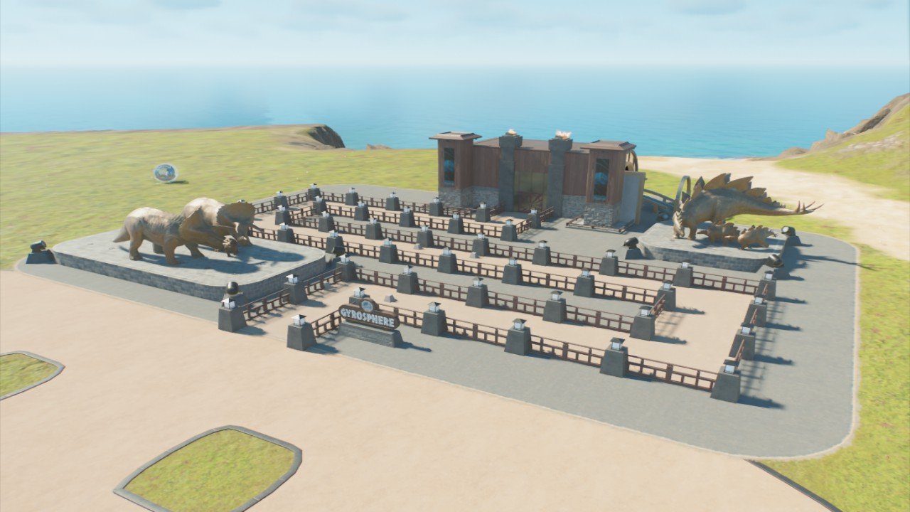 Gyrosphere with queue line - Workshop - Jurassic World Evolution 3