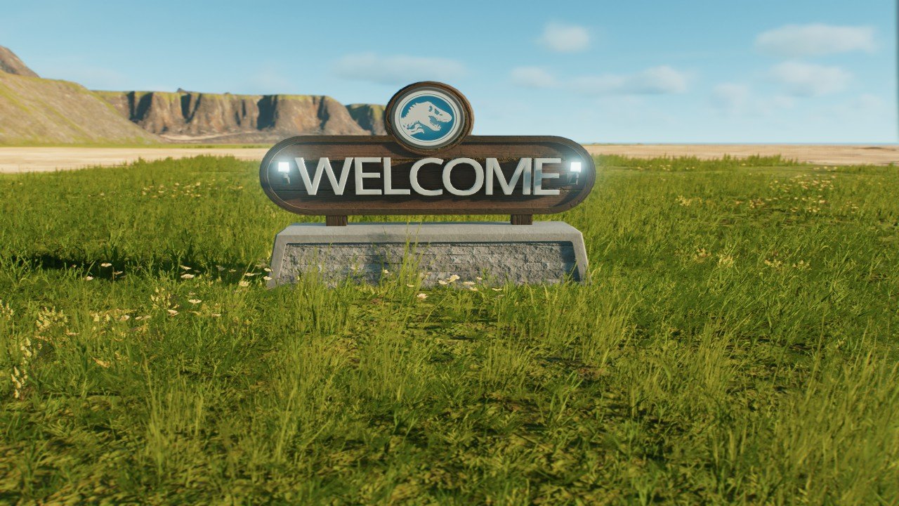Welcome sign and goodbye sign - Workshop - Jurassic World Evolution 3