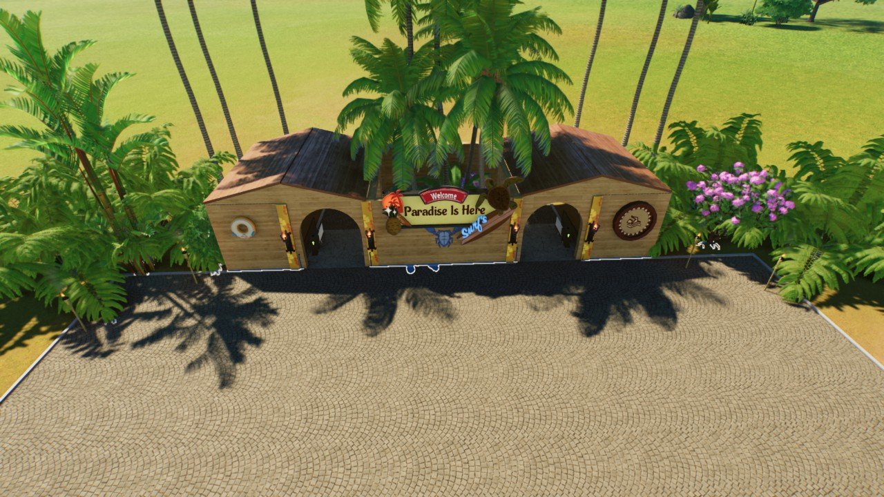 Tropical Entrance - Planet Coaster 2 creation - Frontier Workshop