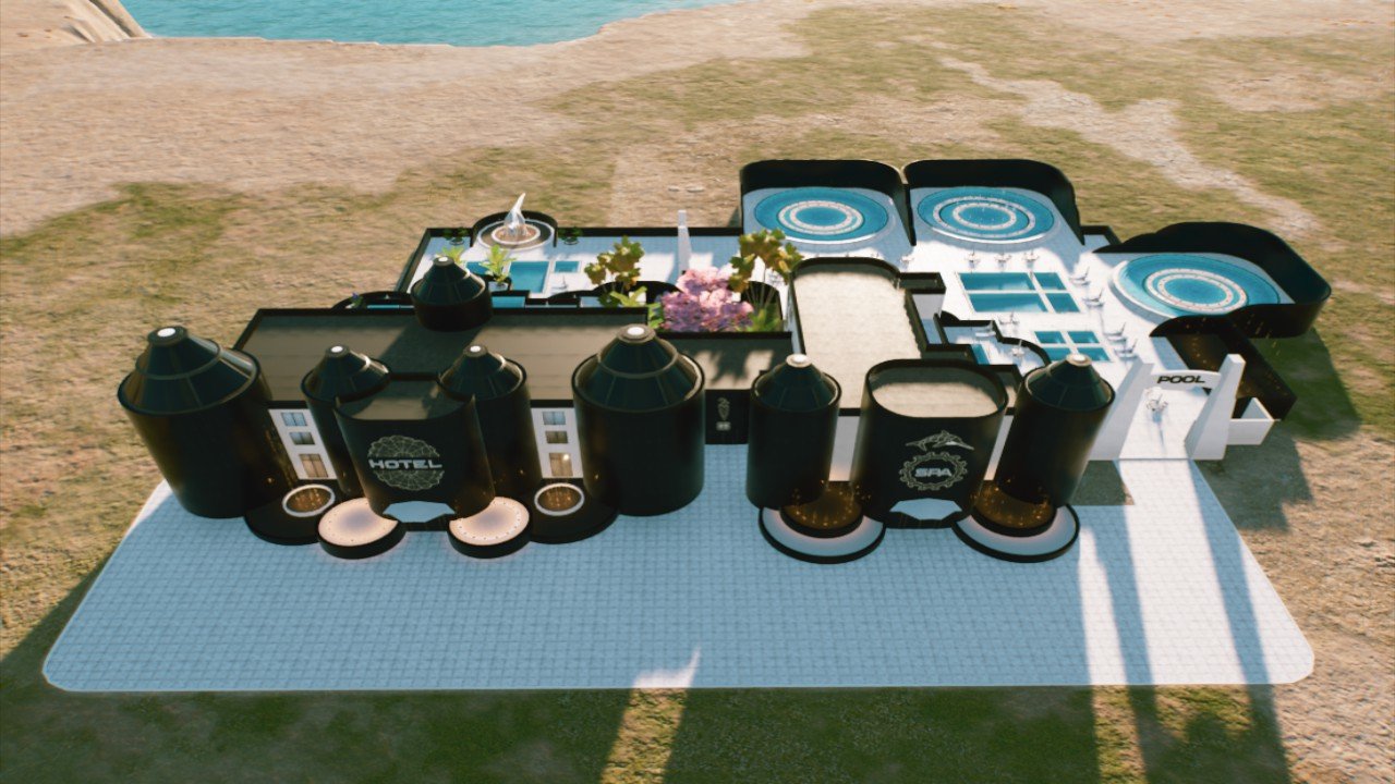 Modern Hotel, Spa, Restroom, & Pool - Workshop - Jurassic World Evolution 3