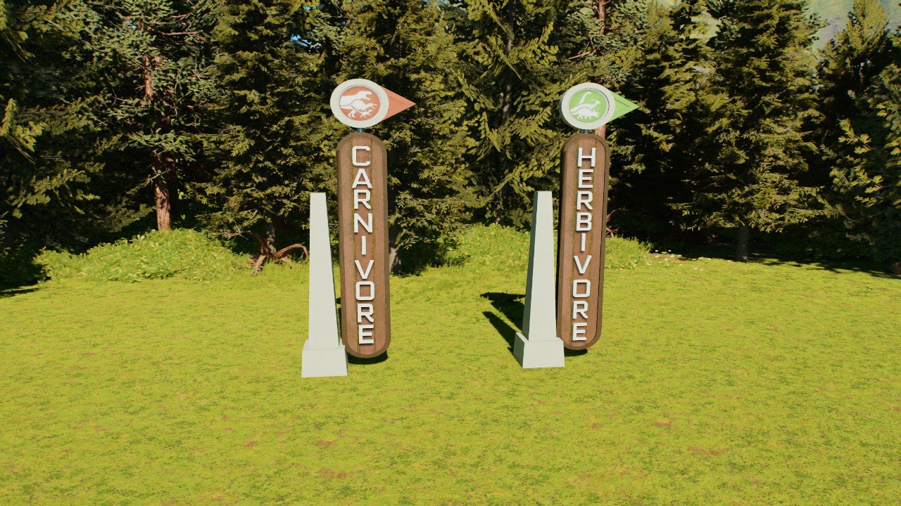Carnivore and Herbivore sign - Workshop - Jurassic World Evolution 3