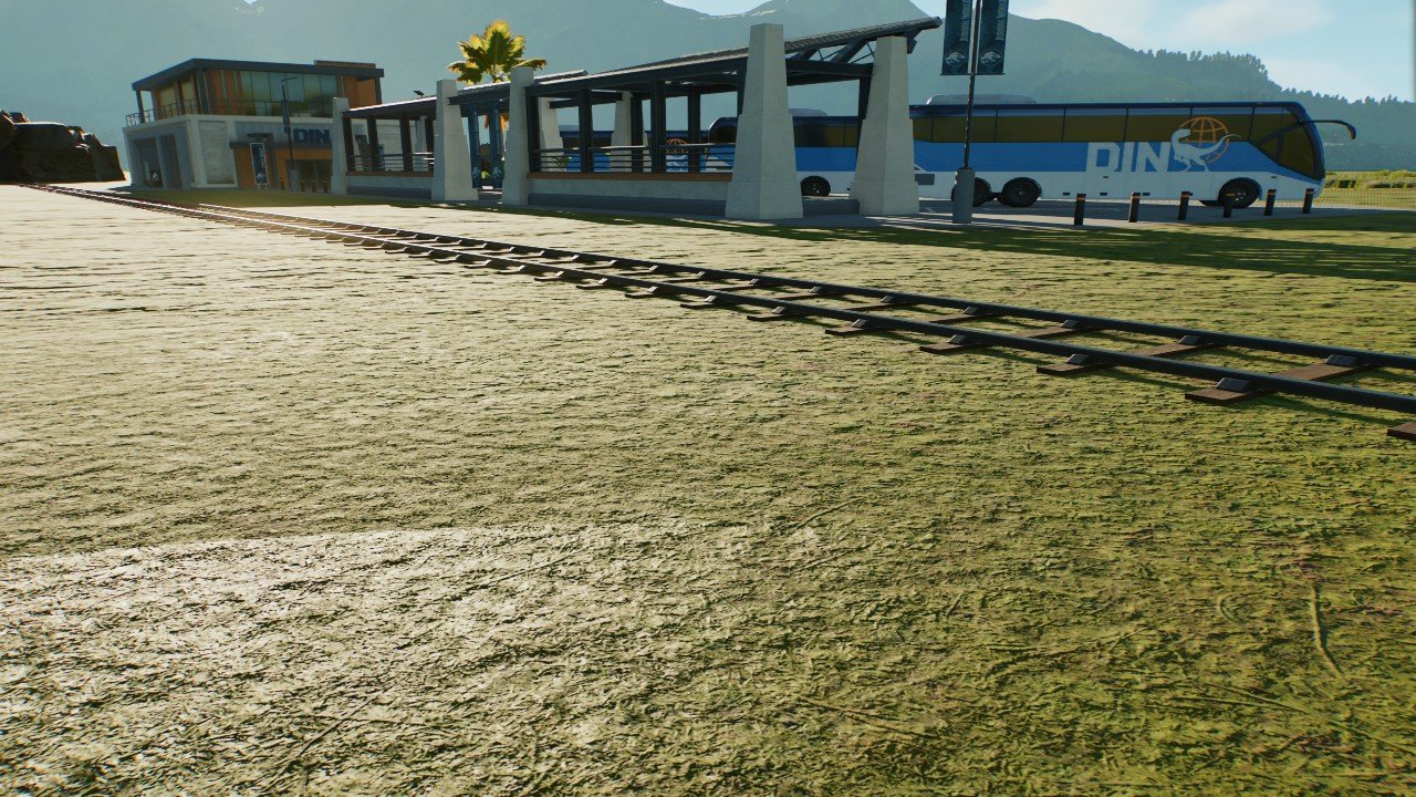 Arrival point with train track and cars - Workshop - Jurassic World ...